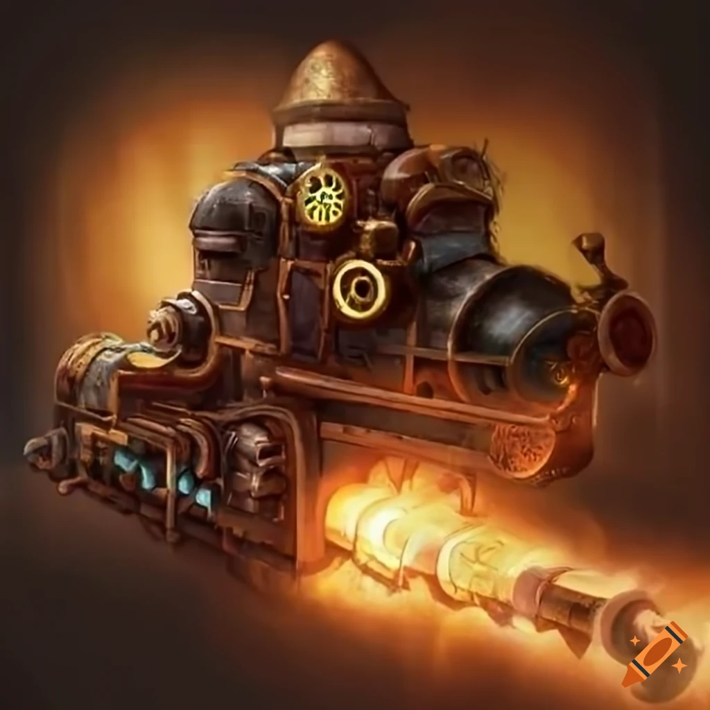 Dwarven steampunk drill train on Craiyon