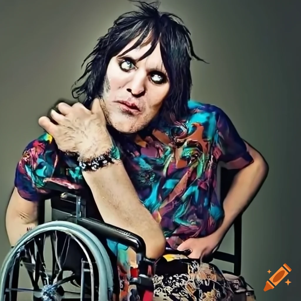 Noel fielding in a wheelchair on Craiyon