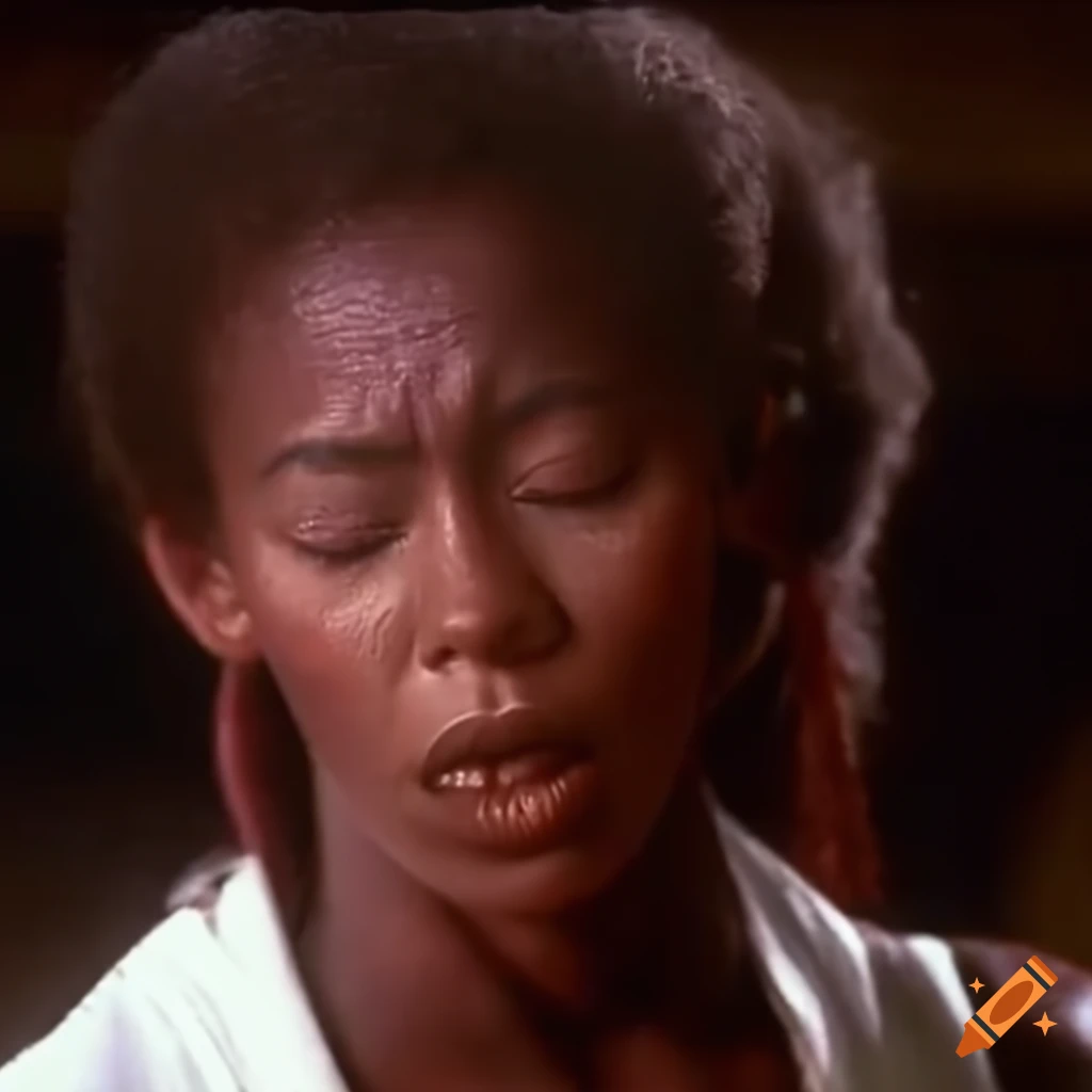Ebony woman martial arts fighter with bruised face and dizzy expression ...