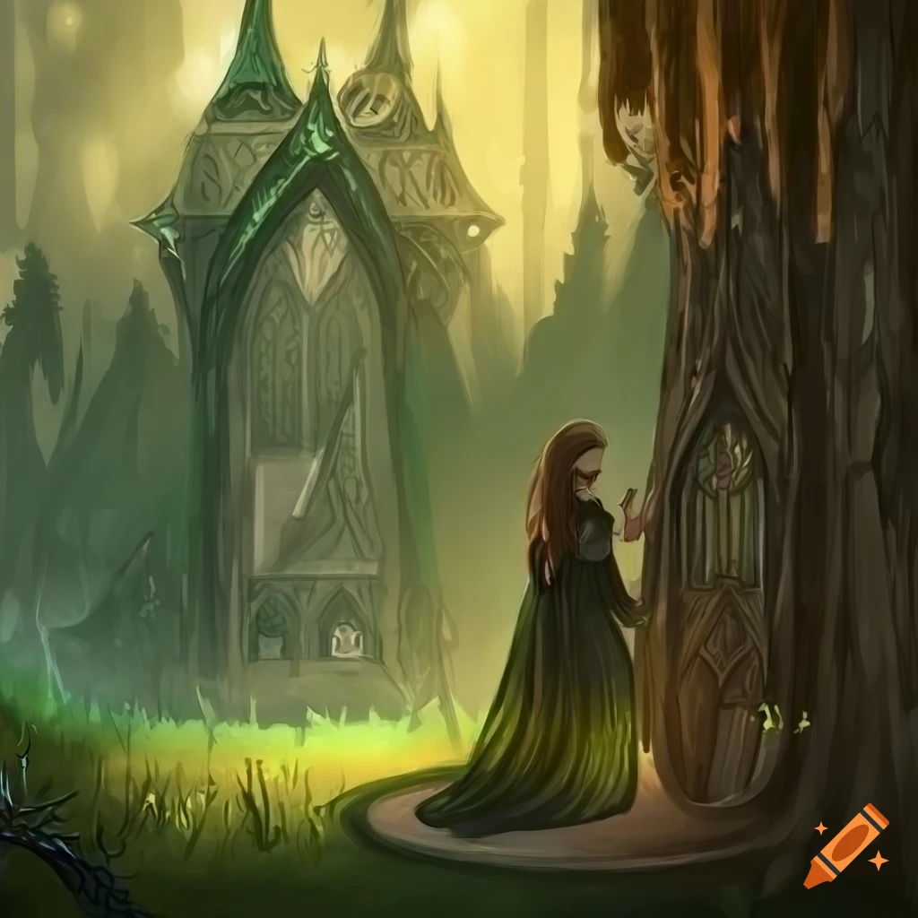 Shady elf in an elven palace in fantasy art style on Craiyon