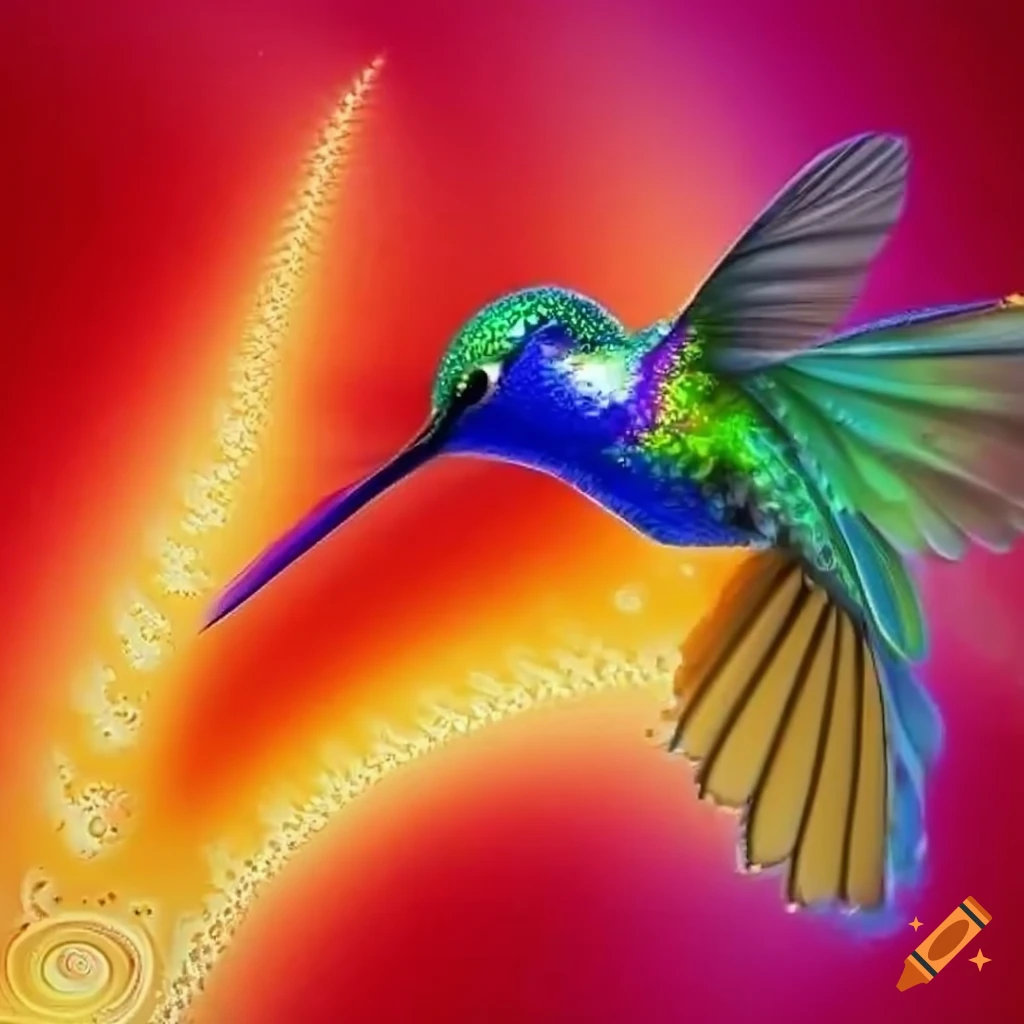 Hummingbird with fiery mandelbrot fractal on Craiyon