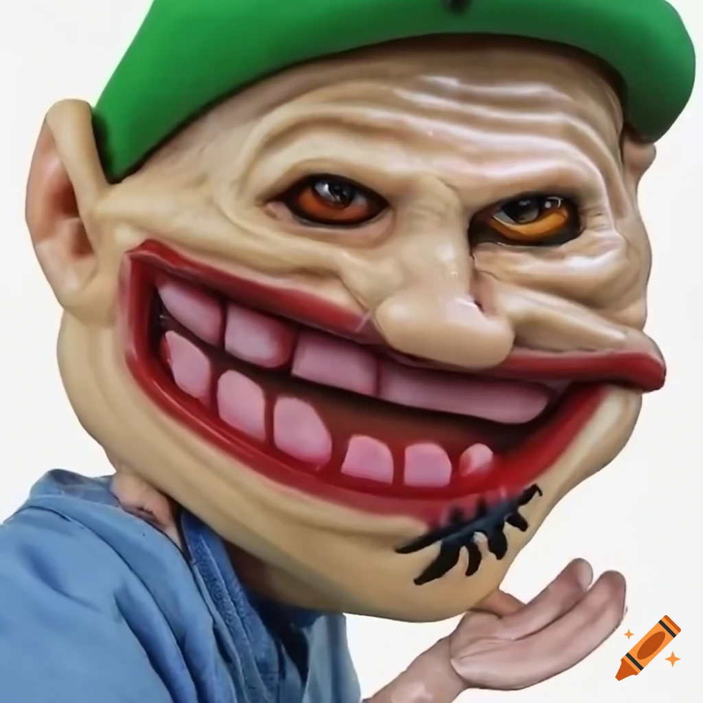 Sharp realistic troll face of luigi on Craiyon