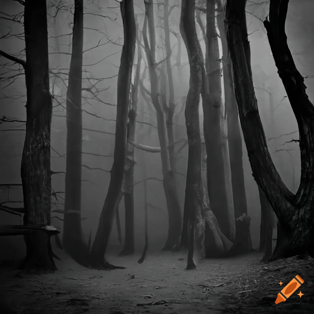 Eerie dark forest in a horror setting on Craiyon