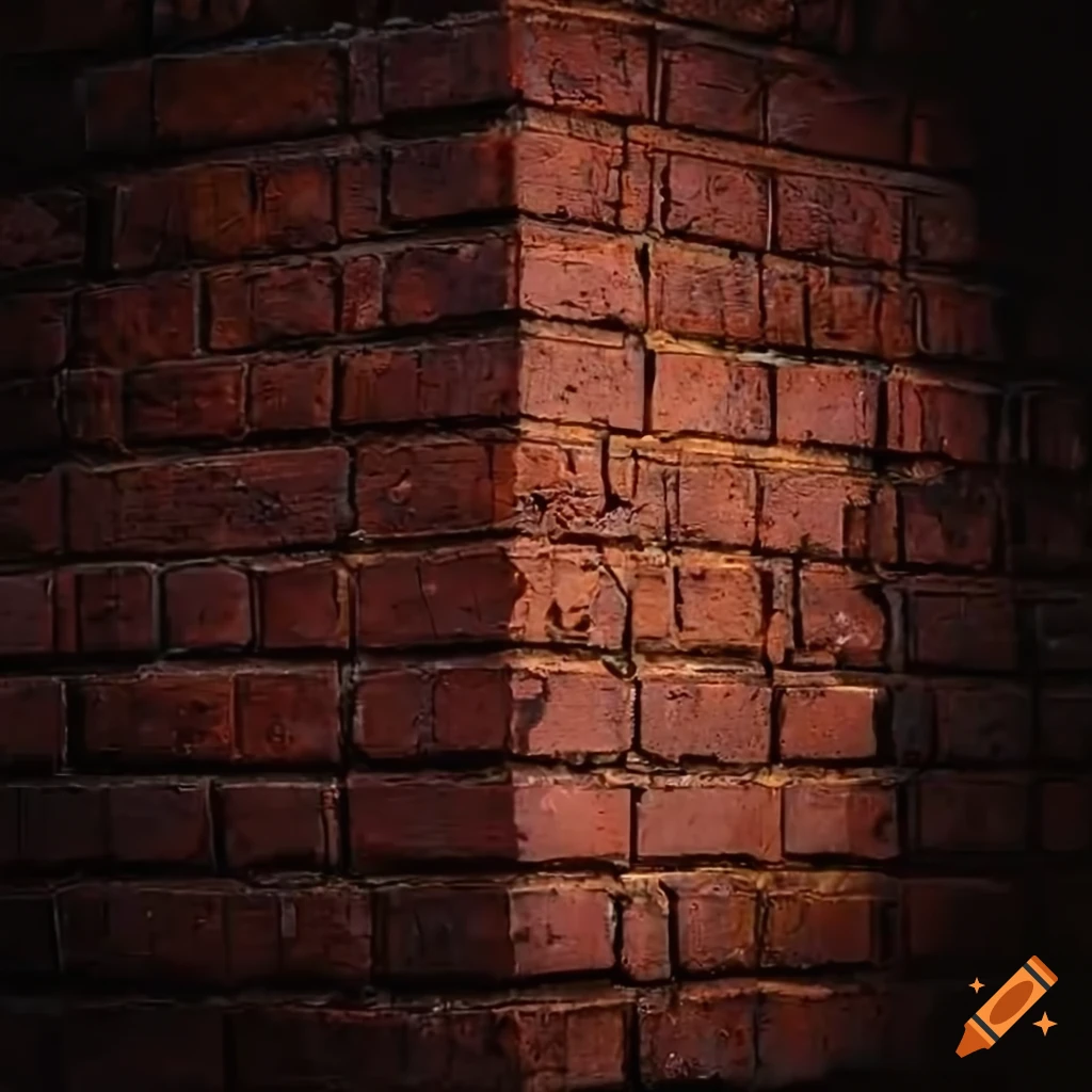 High-resolution image of a single brick with refraction, cracks, and ...