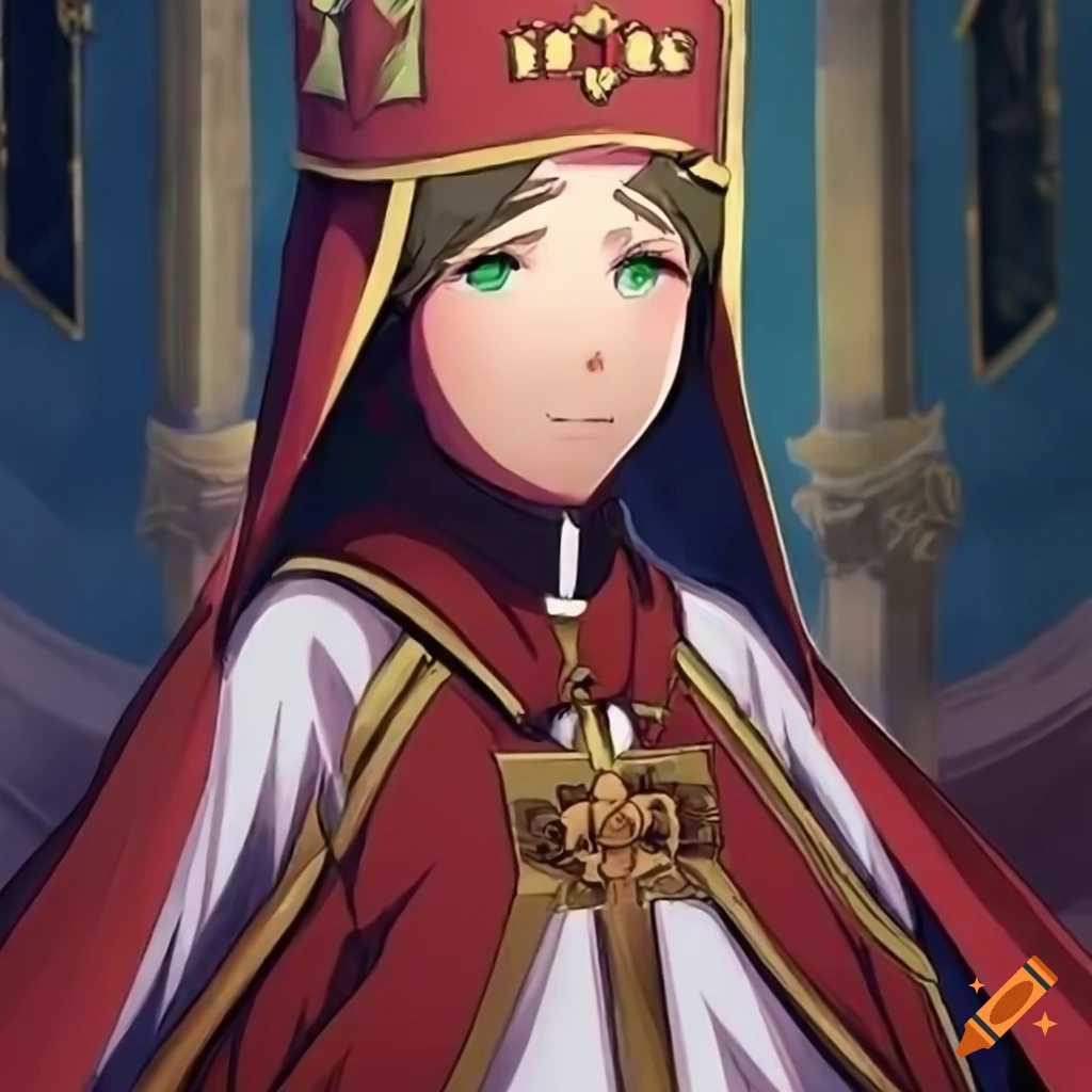 Anime-style female priest resembling saint martin of tours on Craiyon