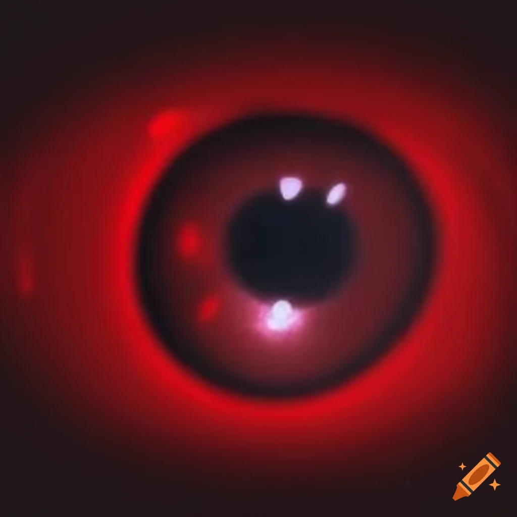 Close-up of a big red eye on Craiyon