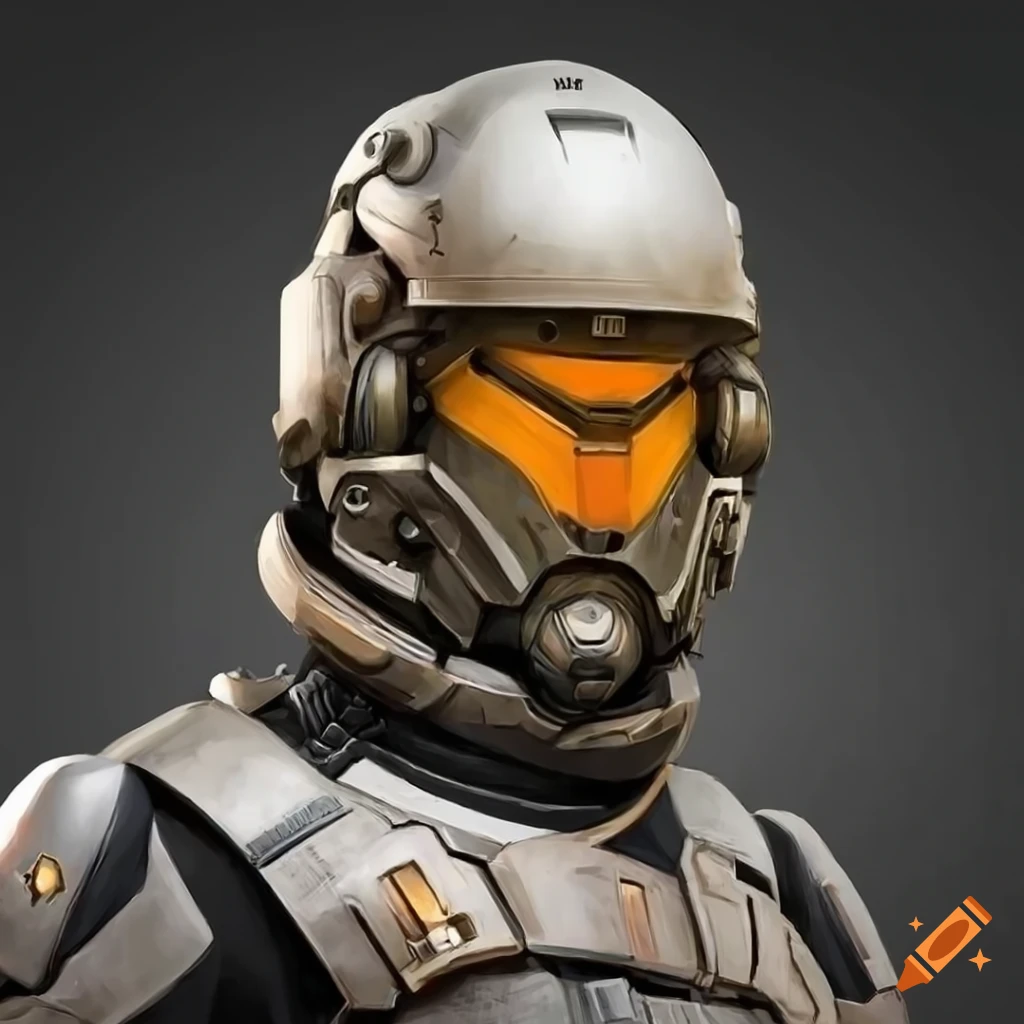 Detailed portrait of a space officer in sci-fi armor on Craiyon