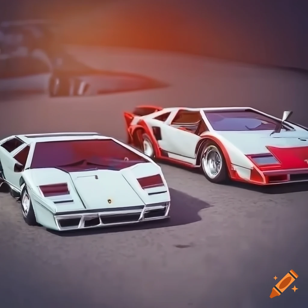 Lamborghini countach and ferrari f40 with doors open in white gloss ...
