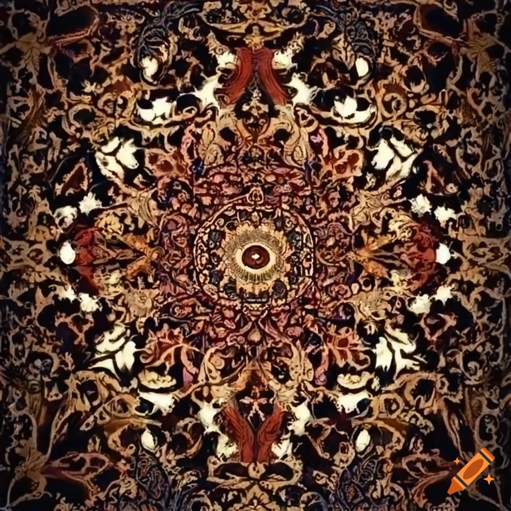 Symmetrical indian-inspired design with nature elements on Craiyon