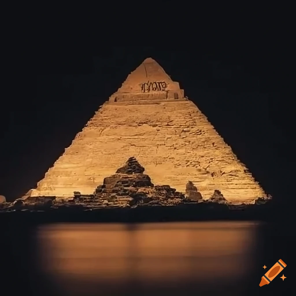 Underground egyptian pyramid with mysterious shining light surrounded ...