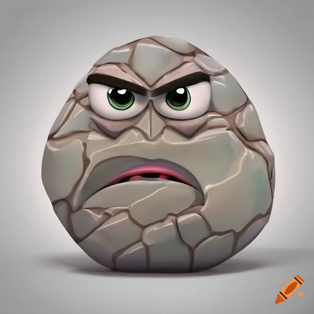 Angry 3d cartoon stone with eyes on Craiyon