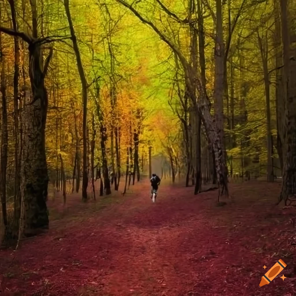 Fadoodle walking through a vibrant and open forest on Craiyon