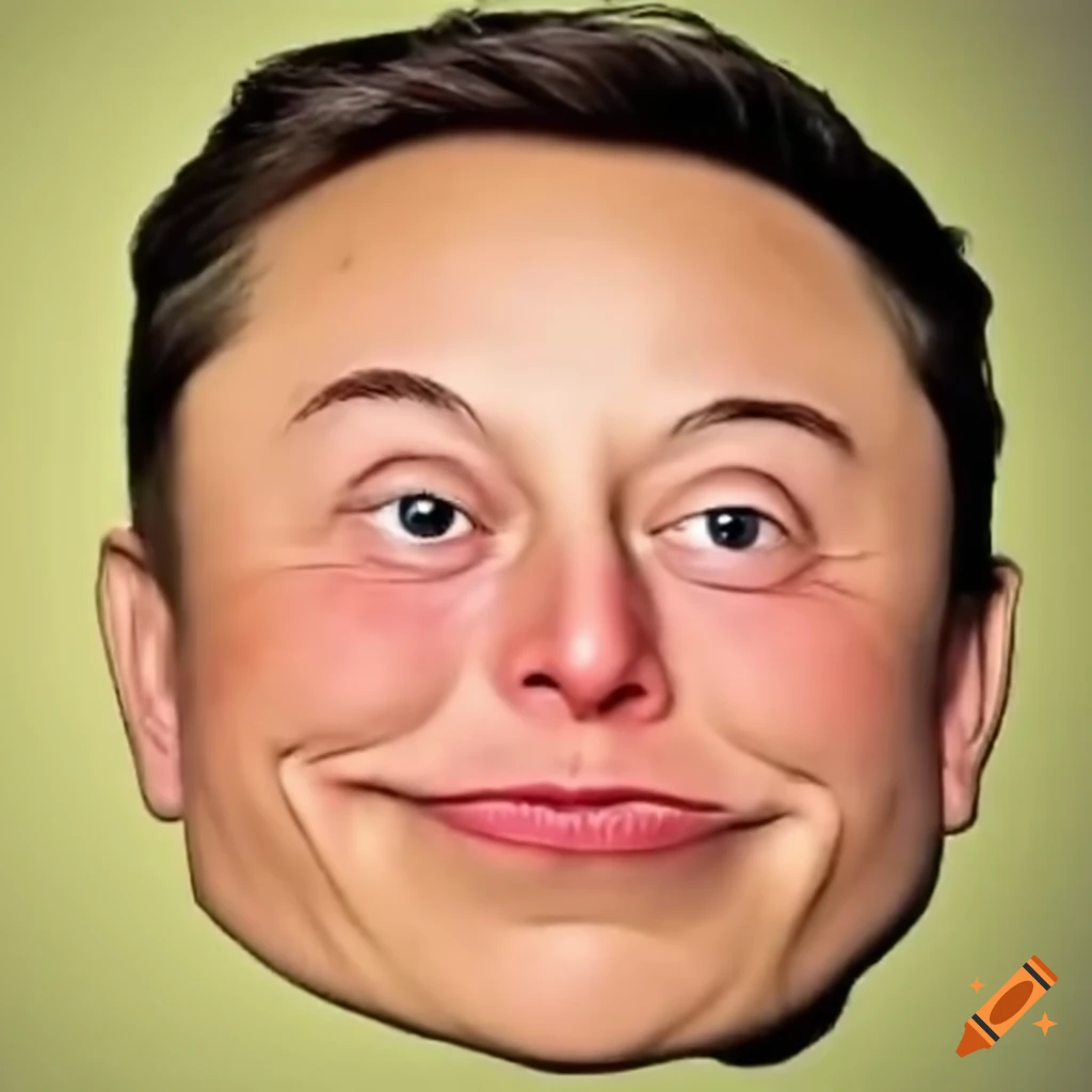 Caricature of elon musk with a troll face on Craiyon