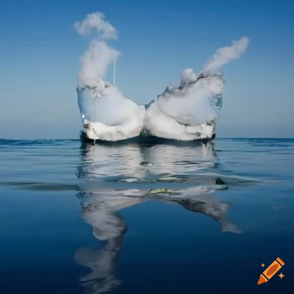 Close-up of two large boats crashing in refracted water on Craiyon