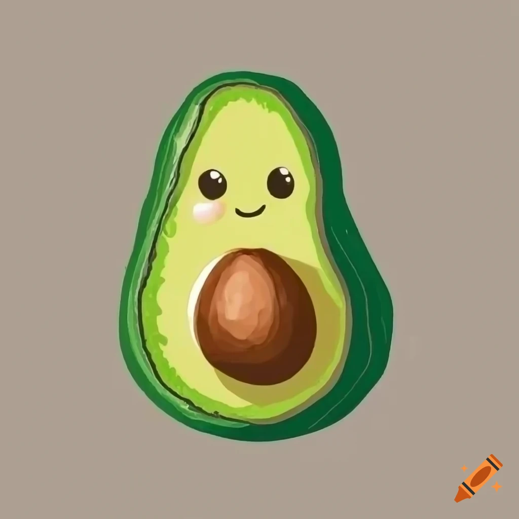 Minimalistic cute avocado drawing with a face on Craiyon