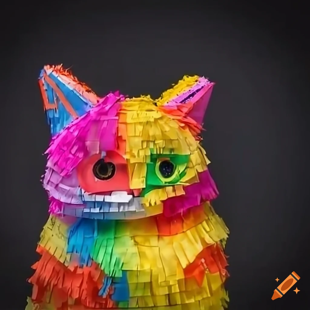 Colorful miniature cat pinata on Craiyon