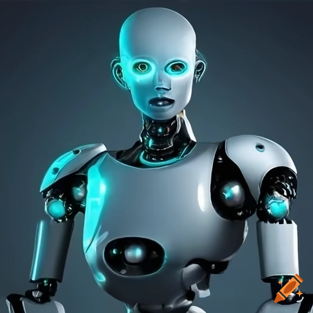 Robot and android in a fantasy sci-fi setting on Craiyon