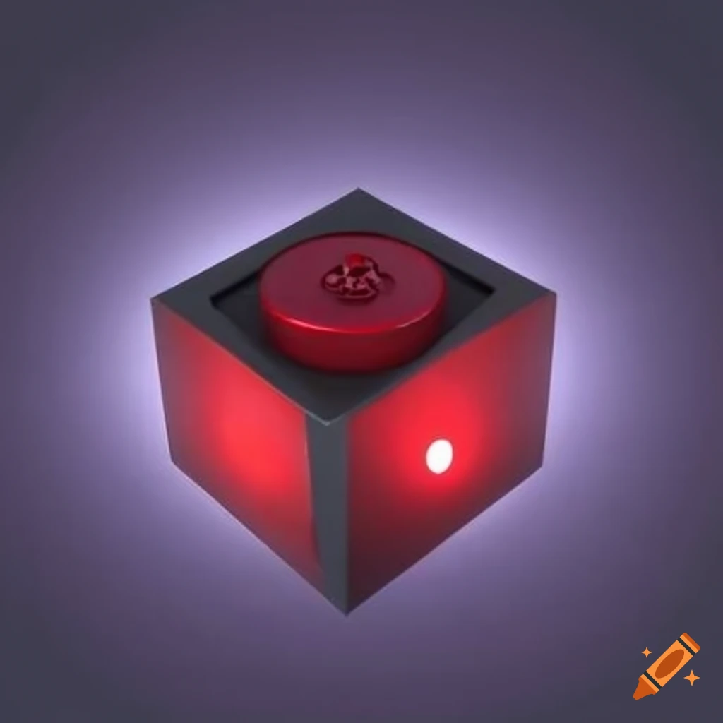 Futuristic cube with a red button on top on Craiyon