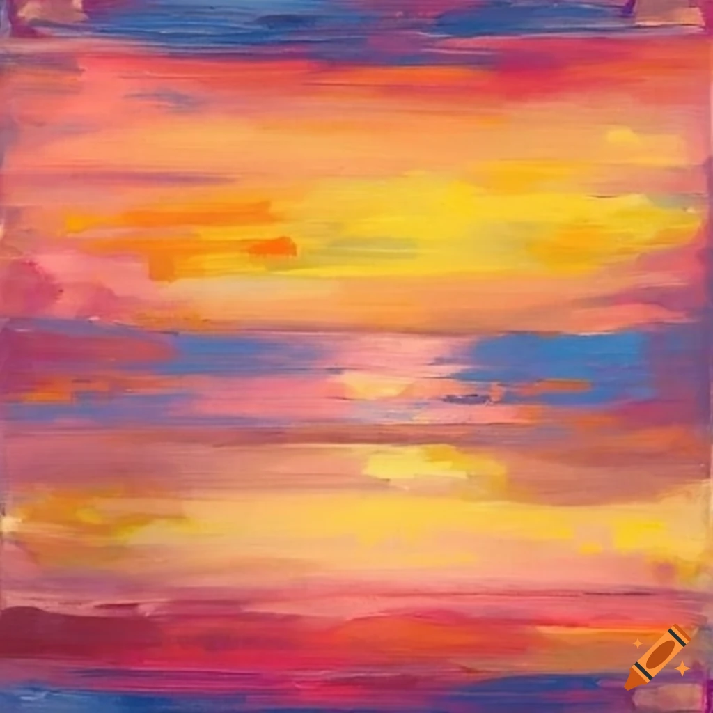 Abstract impressionist mid century sunset sky geometric on Craiyon