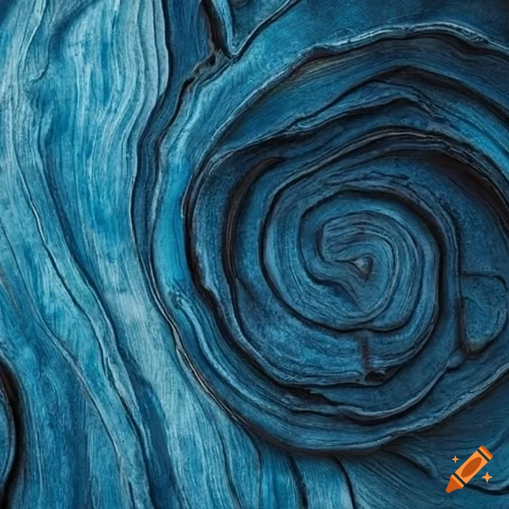 Abstract textured blue suede wood knots in wabi sabi style on Craiyon