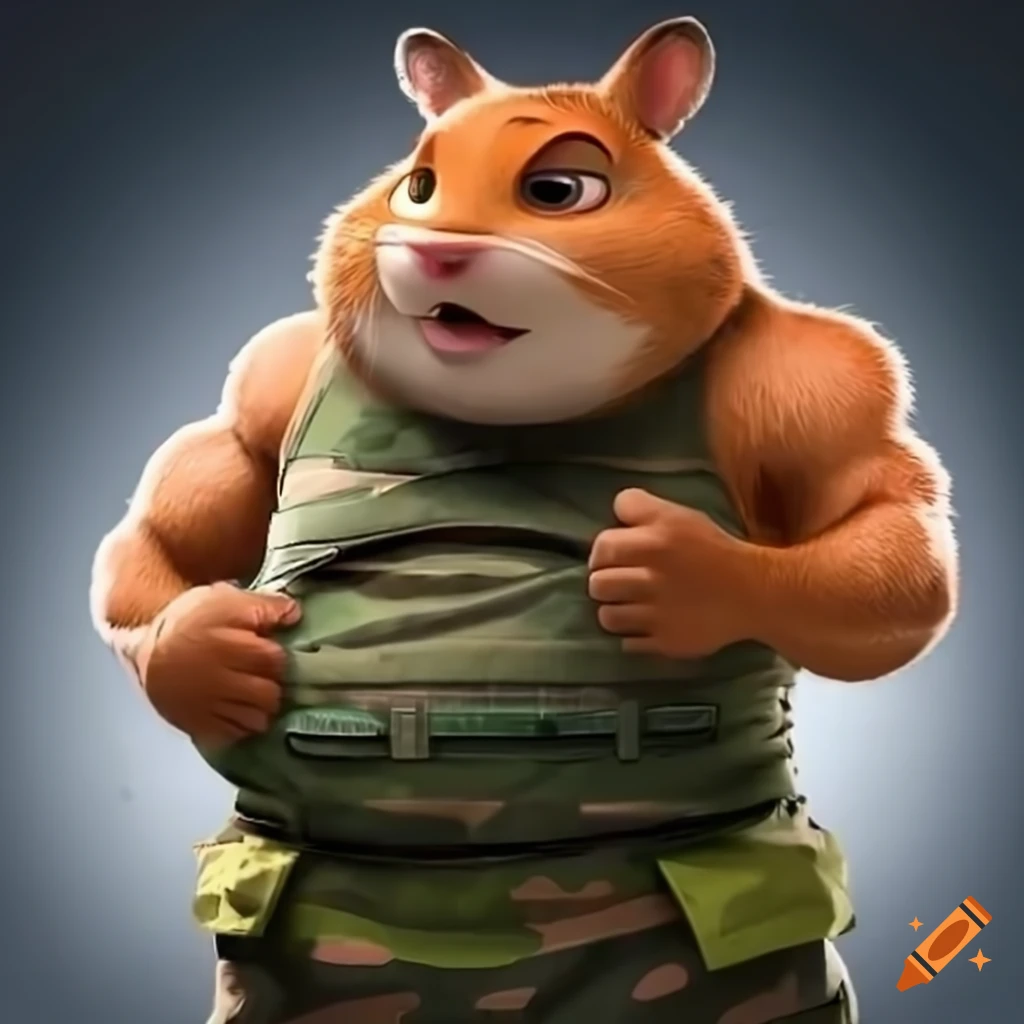 Anthropomorphic hamster in camo pants and tank top, Zootopia character ...