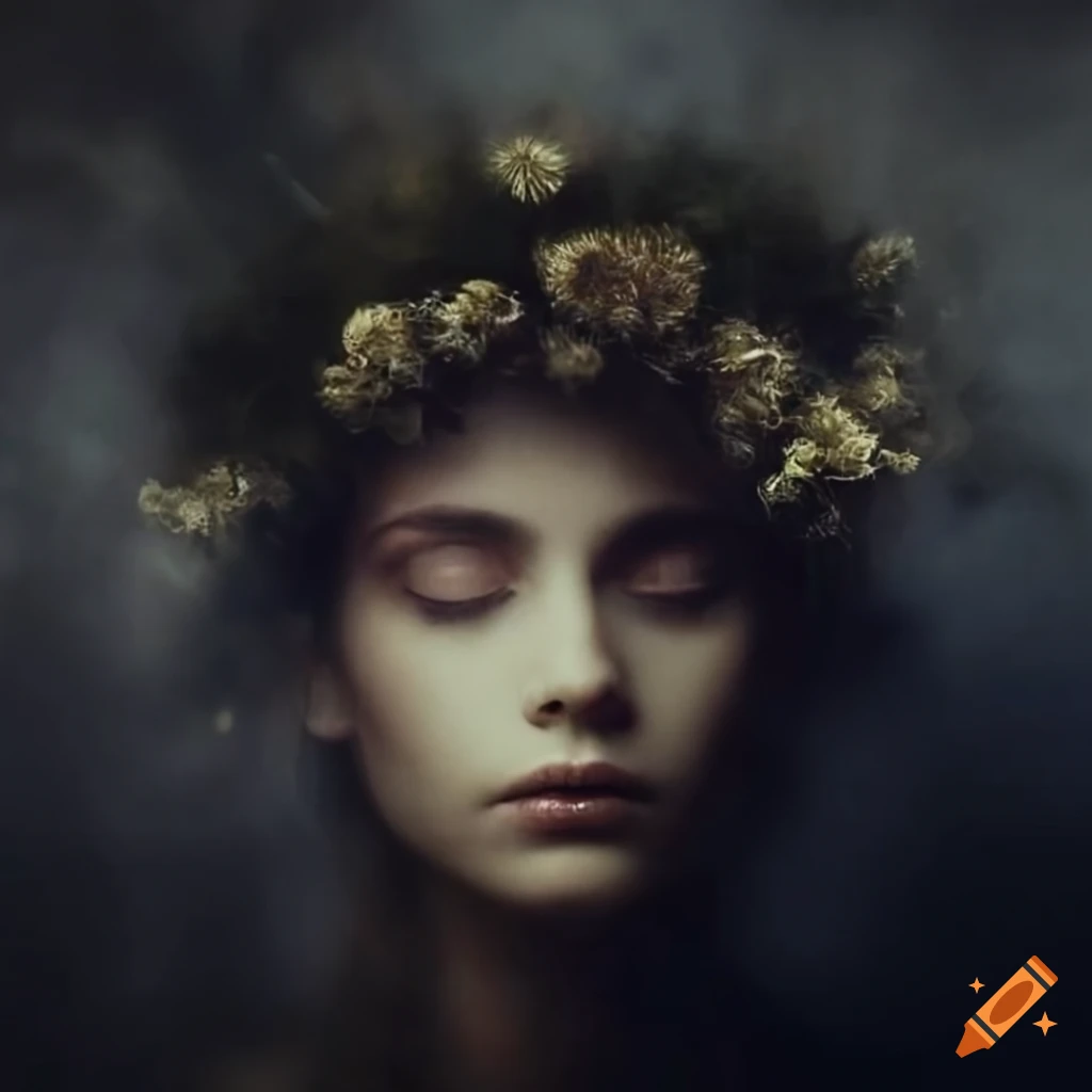 Blurry art photography of a woman's face with closed eyes surrounded by ...