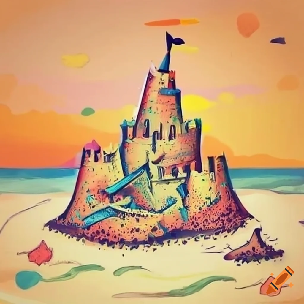 Sand castles at the beach on Craiyon