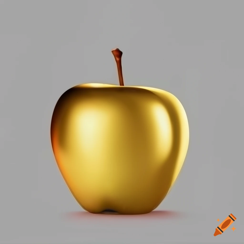Super gold elegant apple on white background on Craiyon