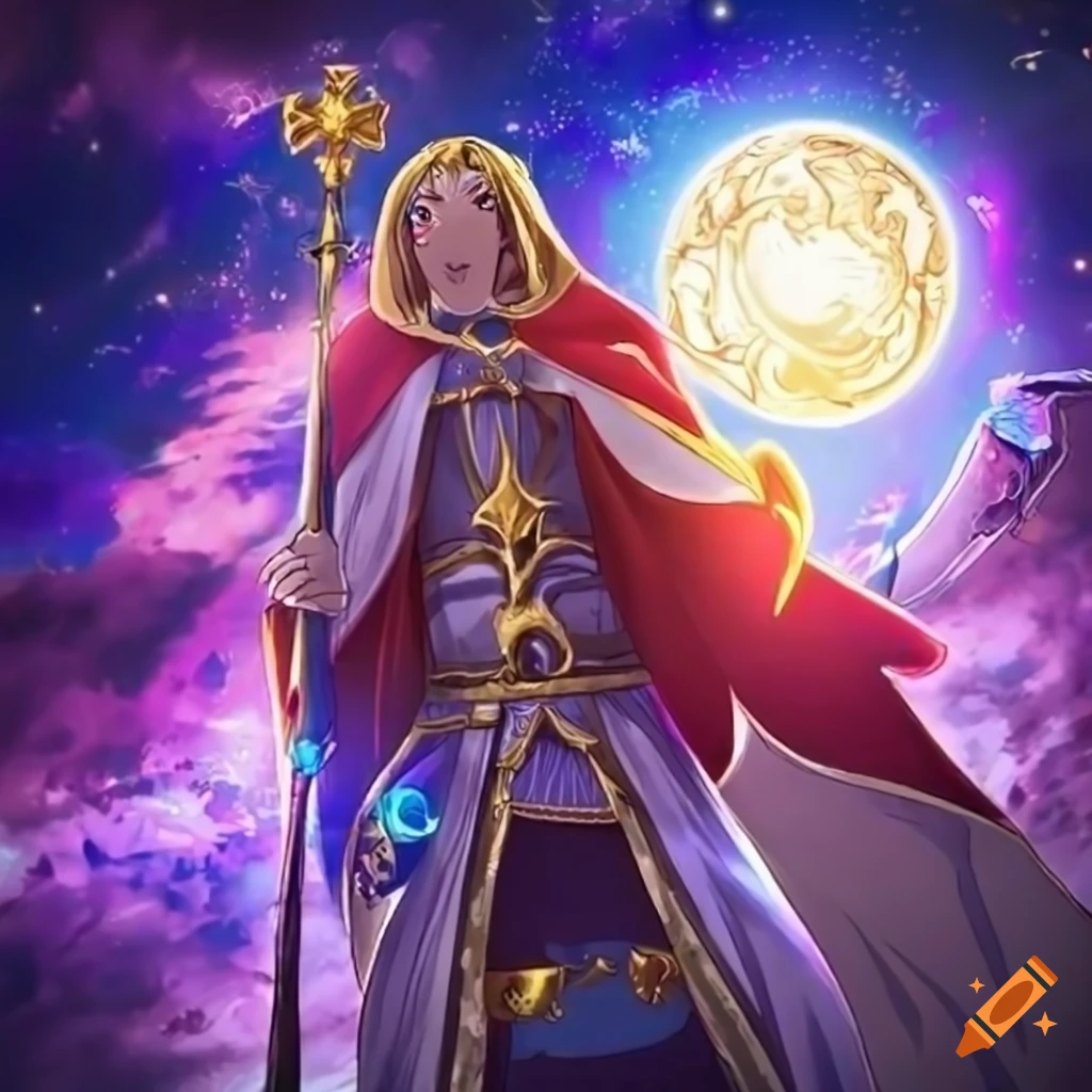 Saint martin of tours in epic anime style with celestial aura and ...