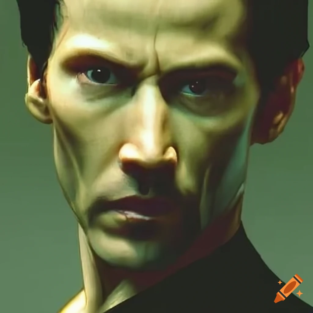 Neo from matrix aiming with a bow on Craiyon