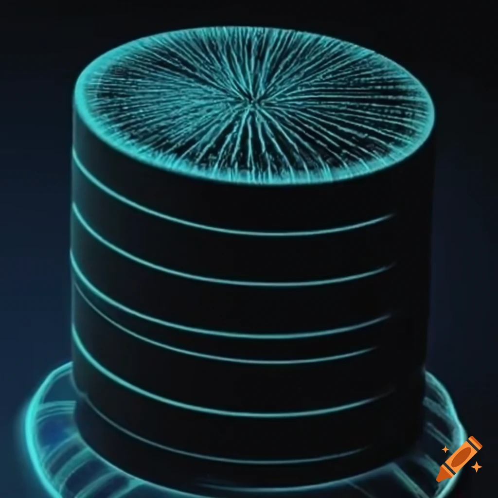 Glowing database with data on Craiyon