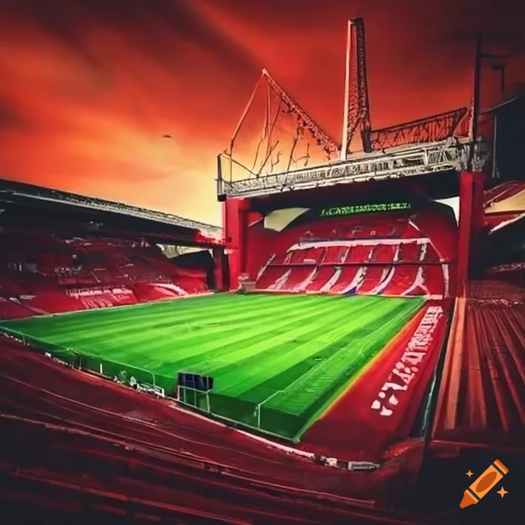 Anfield stadium with the iconic 'kop' stand on Craiyon