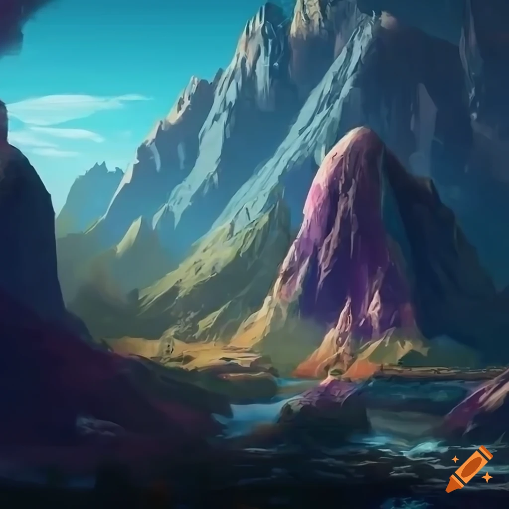 Detailed 4k fantasy sci-fi MMO concept art of a colorful environment ...