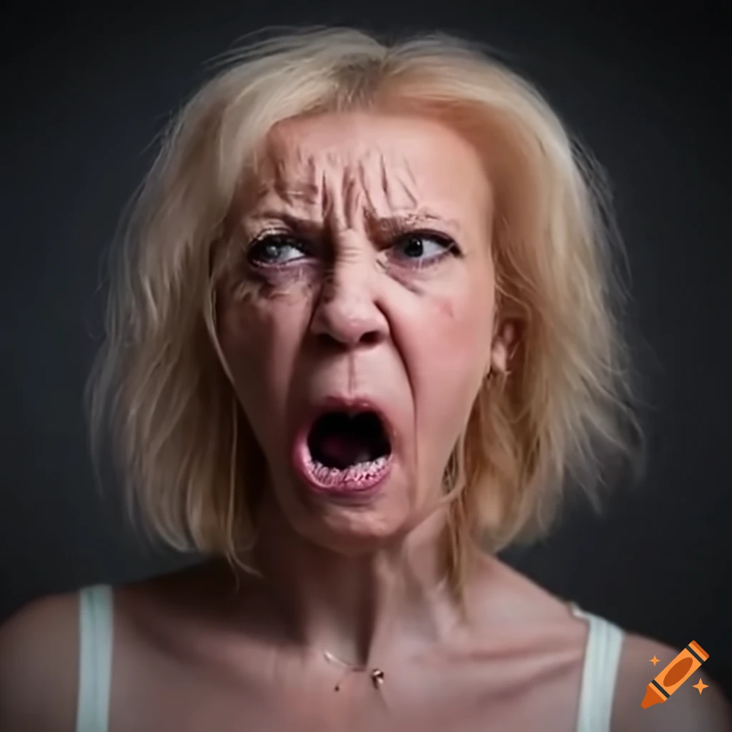 An angry person with a comical expression on Craiyon