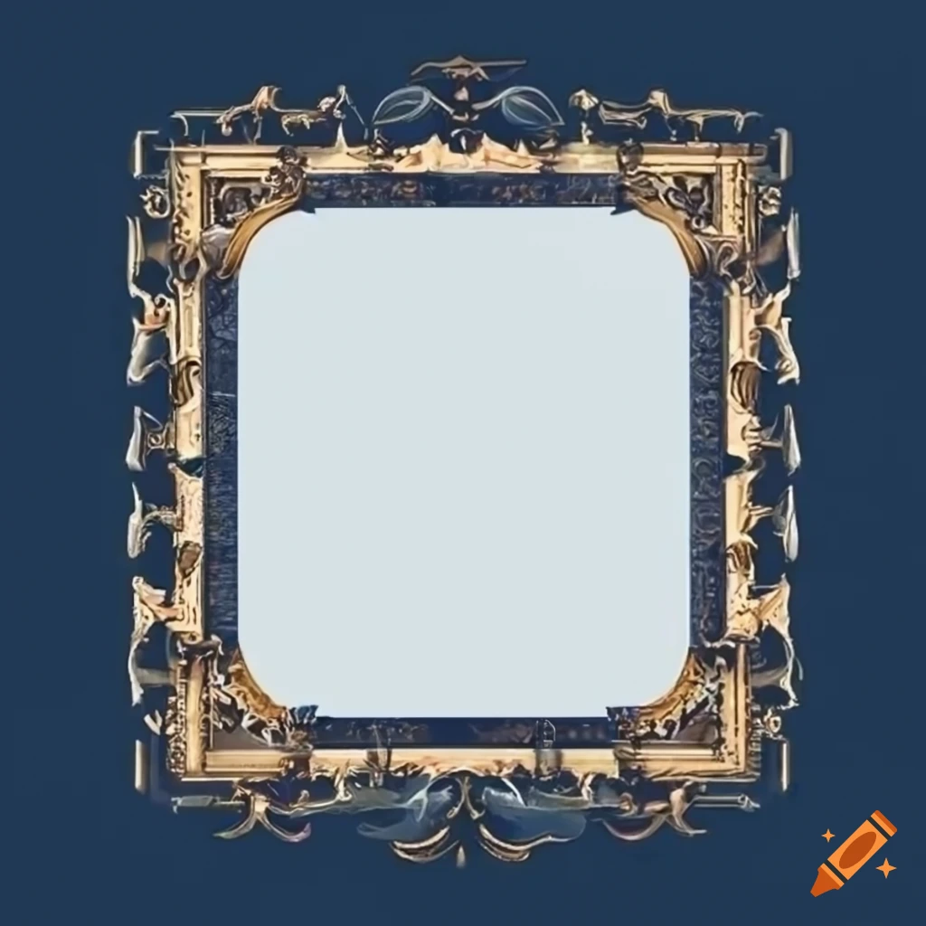 Naval military ship design on 2D square border frame on Craiyon