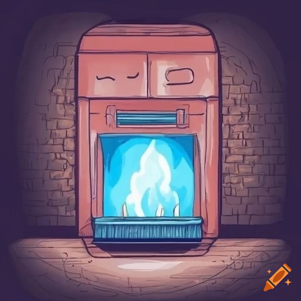 Basement gas furnace in pencil drawing on Craiyon