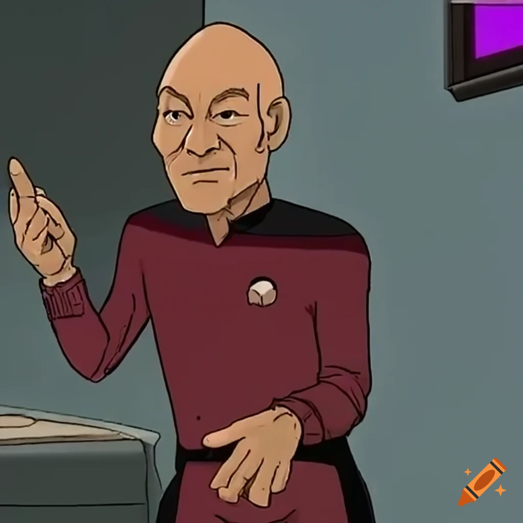 Jean luc picard cbs saturday morning cartoon on Craiyon