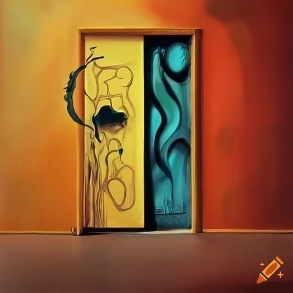 Abstract door painted by dali on Craiyon