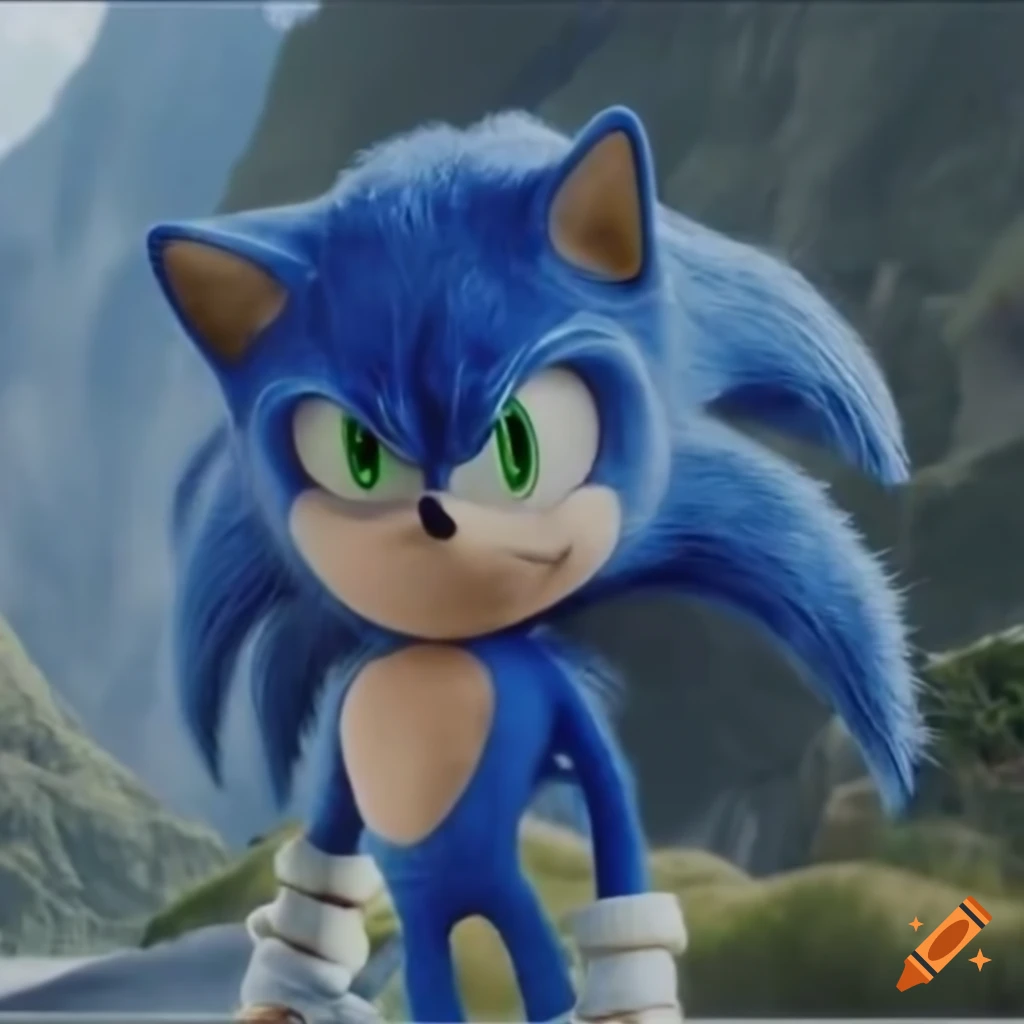 Sonic the hedgehog character from movie adaptation on Craiyon
