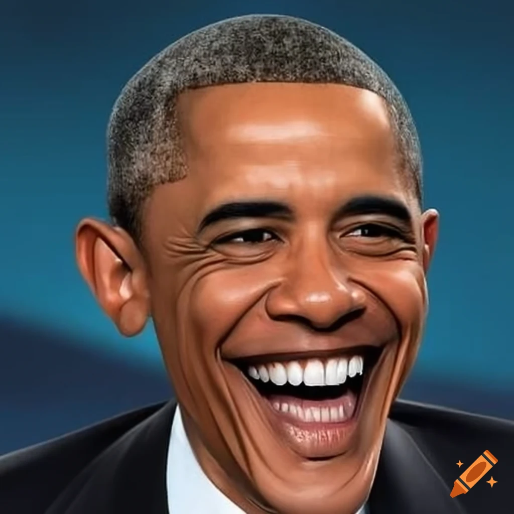 Barack obama with a large smile on Craiyon