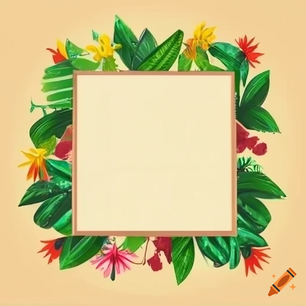Summer tropical island 2d square border frame design on Craiyon