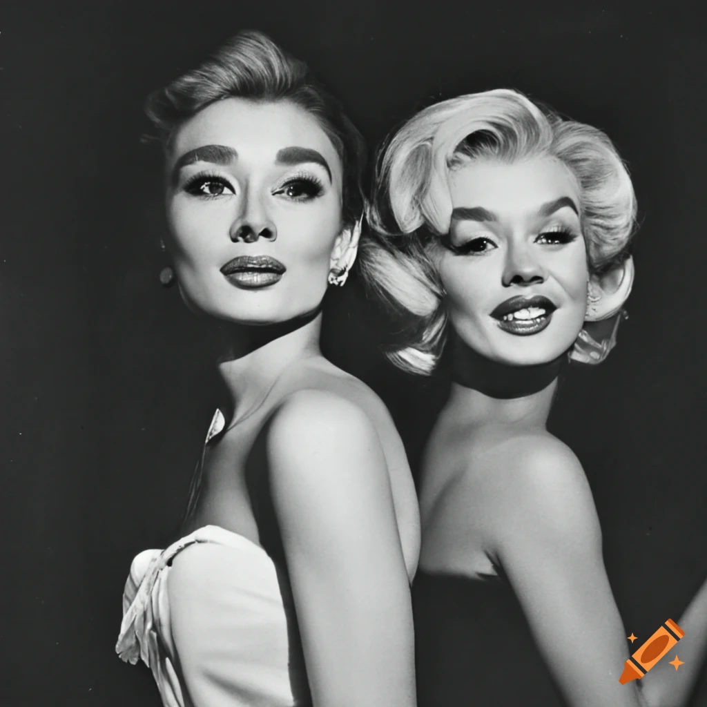 Marylin monroe and audrey hepburn together in a classic photo on Craiyon