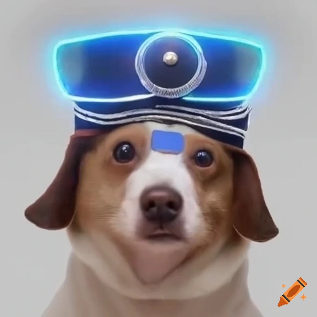 Dog wearing sailor mercury costume with glowing visor meme on Craiyon