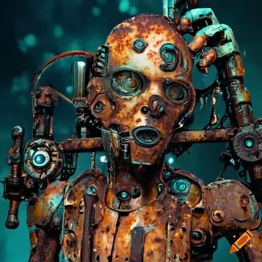 Rusty steam punk cyborg man on Craiyon