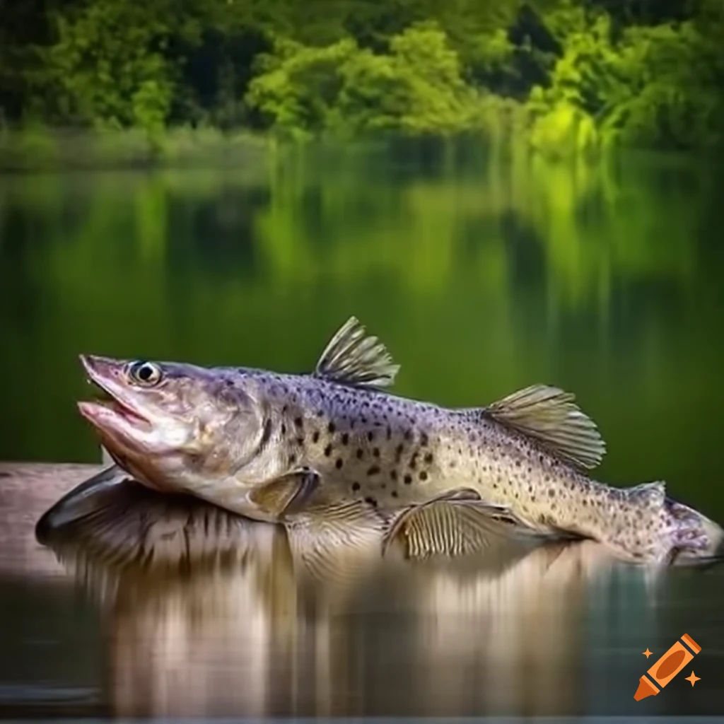 Friendly cod sitting by the river on Craiyon