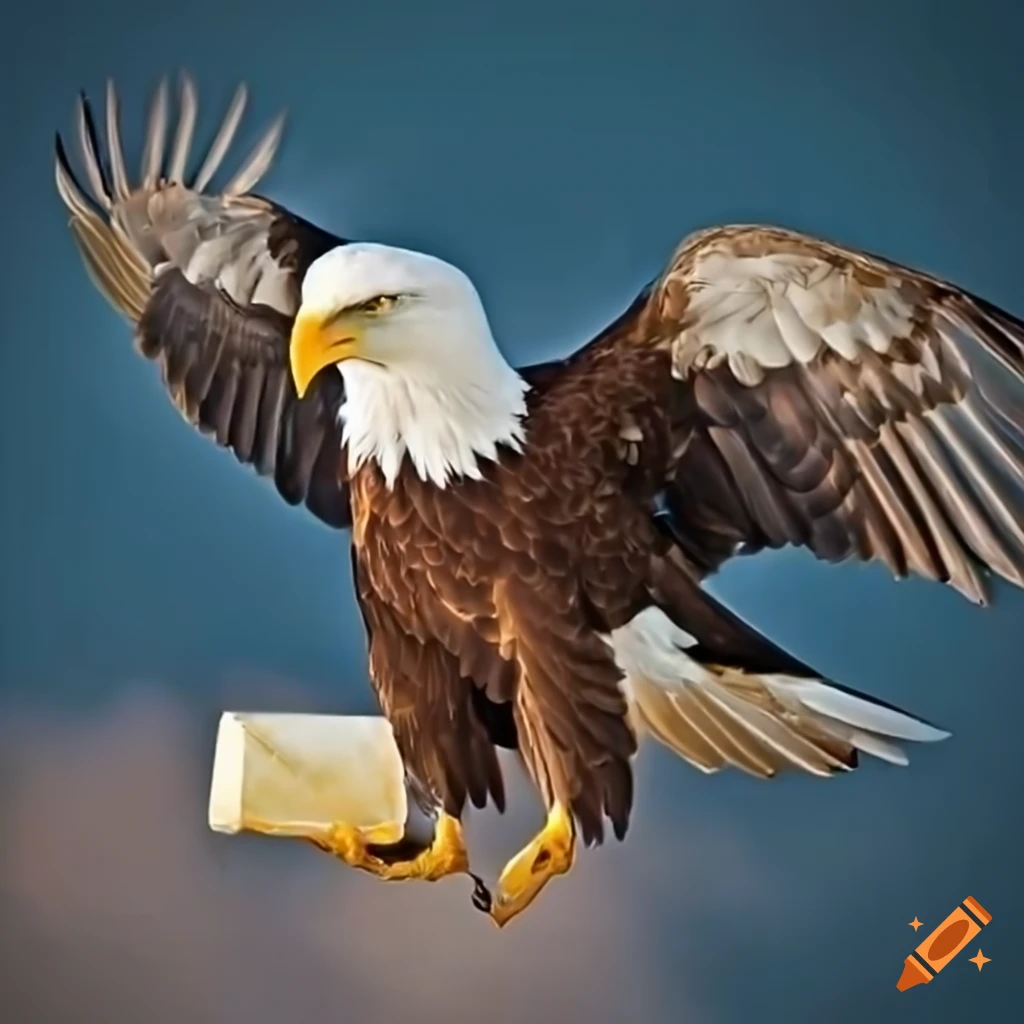 Bald eagle carrying butter on Craiyon