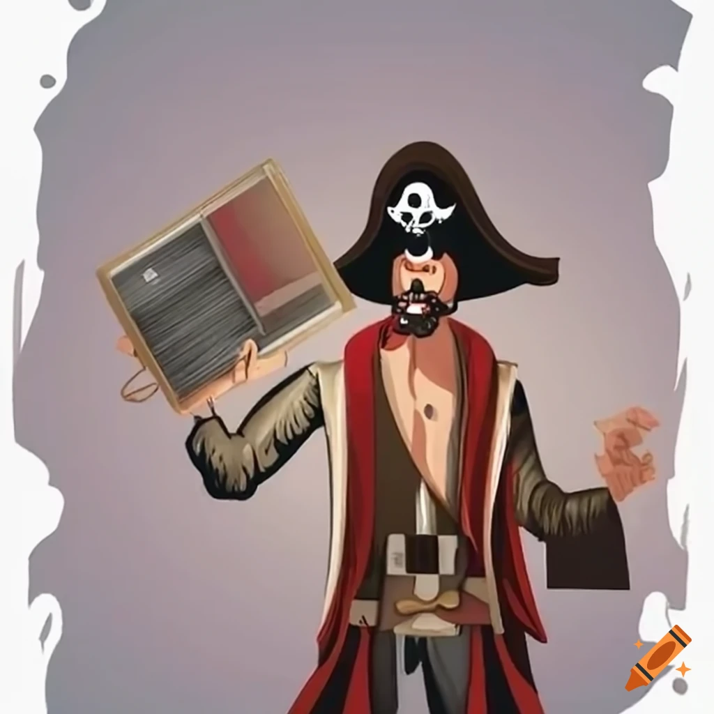 Pirate holding a vhs tape on Craiyon