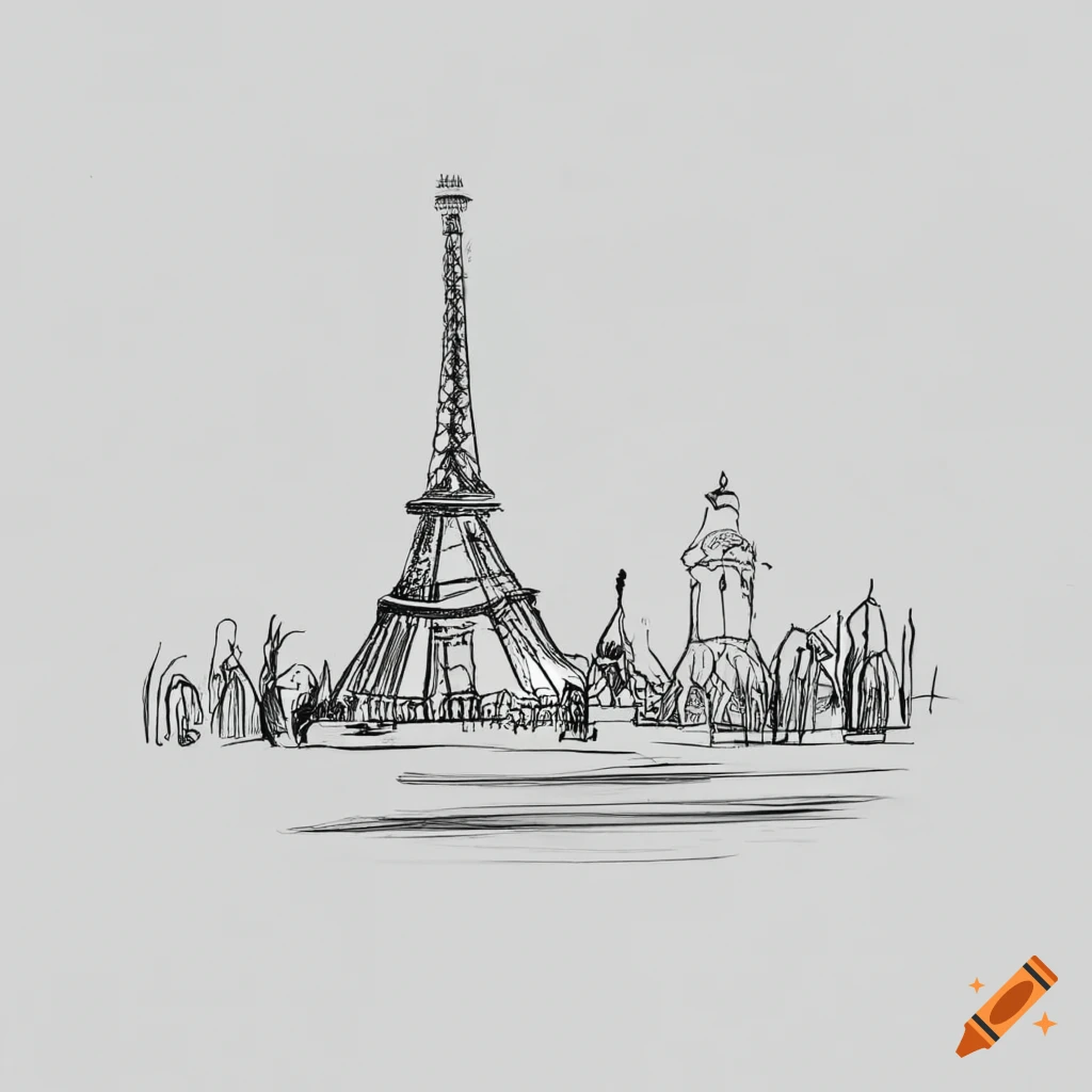 Minimalist one line drawing of paris with white background on Craiyon