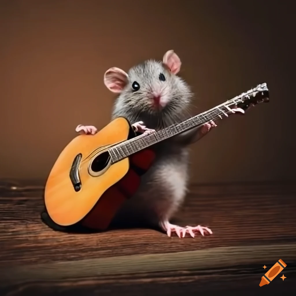 Mouse playing a guitar on Craiyon