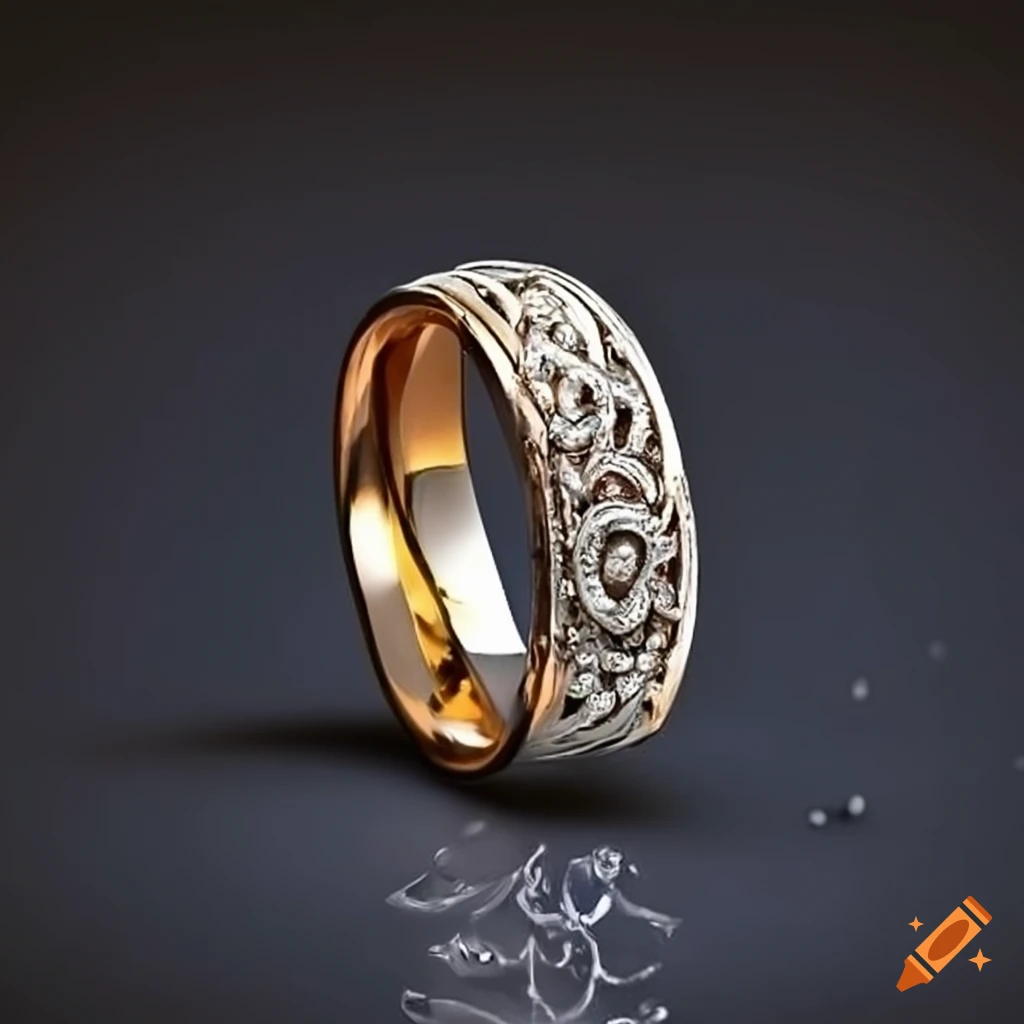 Elegant tamil and hindu inspired wedding alliance ring with lotus motif ...